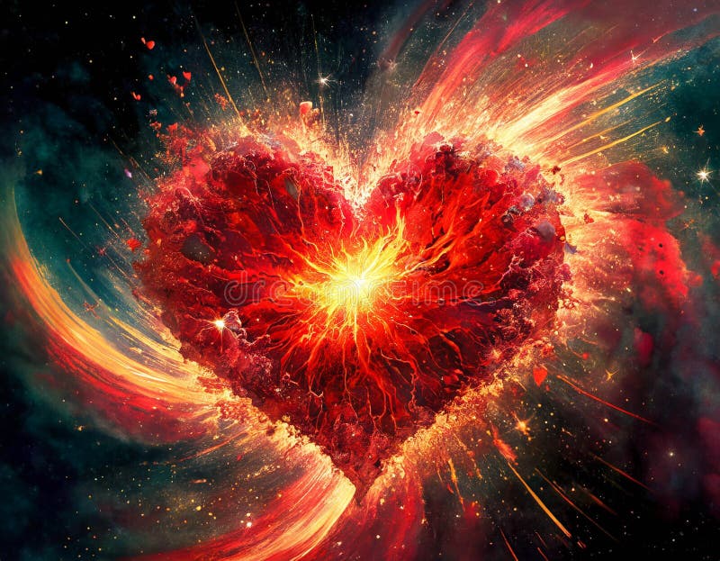 Red Heart Shaped Explosion. Valentines Day Concept Stock Illustration ...