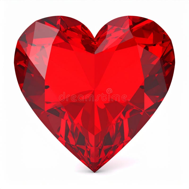 Red Heart Shaped Gemstone on White Background Stock Illustration ...