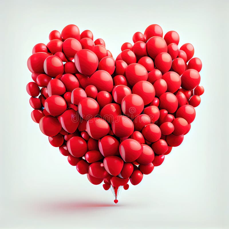 Red Heart Shaped Helium Balloons - Generative AI Illustration Stock ...