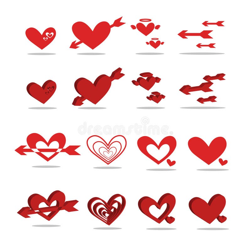 A Red Heart-shaped Icon 2D - 3D Stock Vector - Illustration of ...