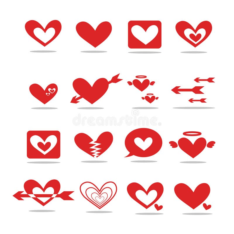 A red heart-shaped icon 2D stock vector. Illustration of white - 43997520
