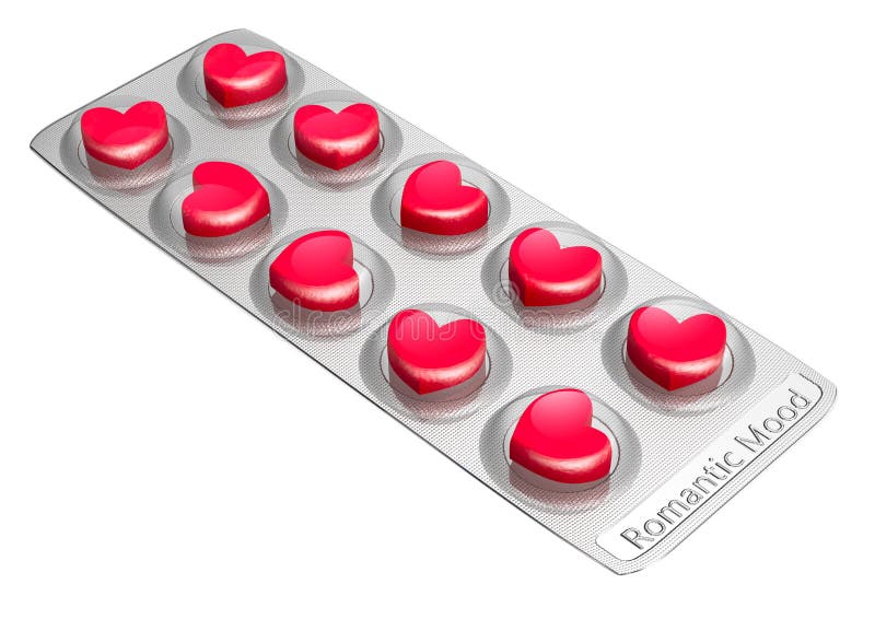 Red Heart Shaped Love Pills Stock Illustration - Illustration of care ...