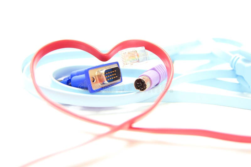 Red Heart Shaped Network Cable Stock Photo - Image of closeup ...