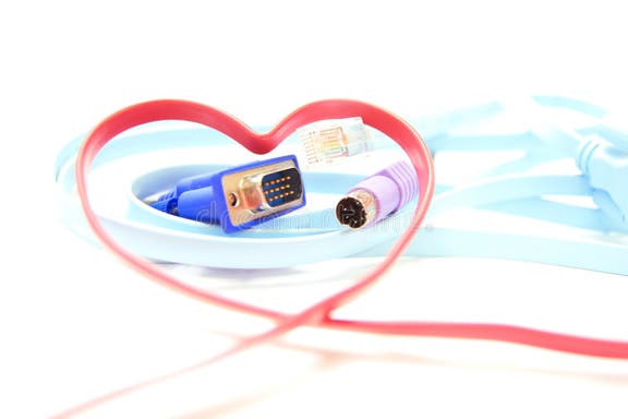 Red Heart Shaped Network Cable Stock Photo - Image of closeup ...
