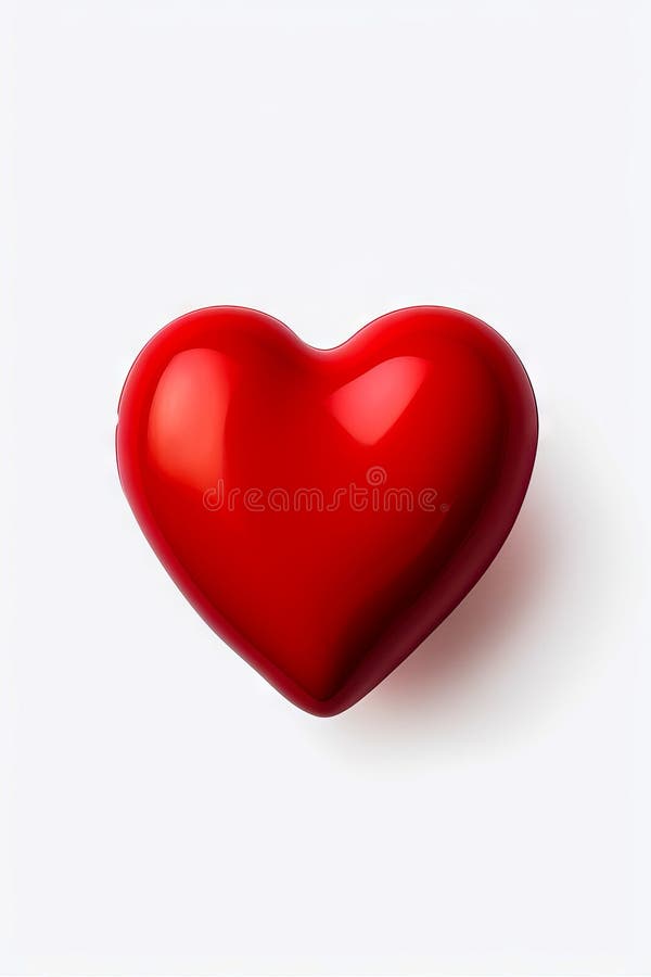 Red Heart Shaped Object on White Background with Shadow. Generative AI ...