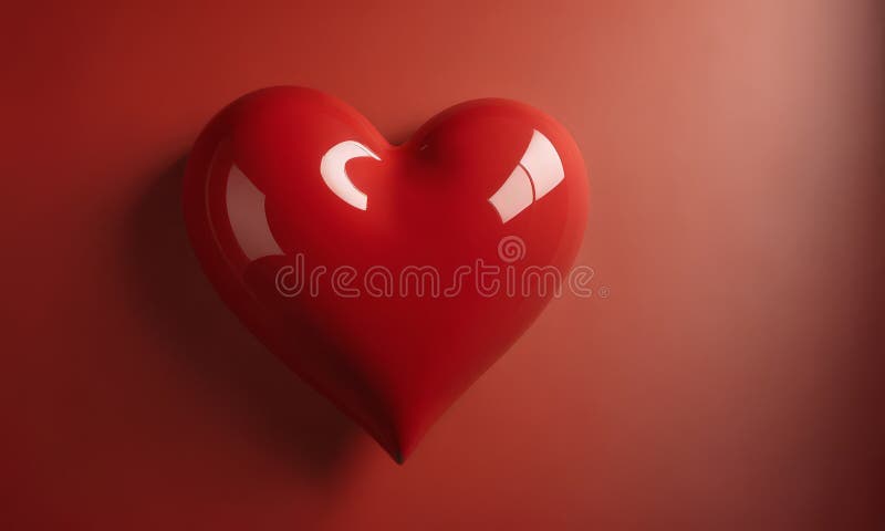 Red Heart-shaped Object with White Crescent Moon is Mounted on Red Wall ...