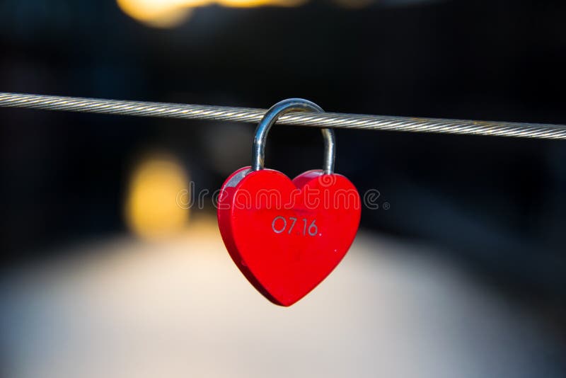 REd Heart Shaped Padlock Hanging Stock Image - Image of padlock ...