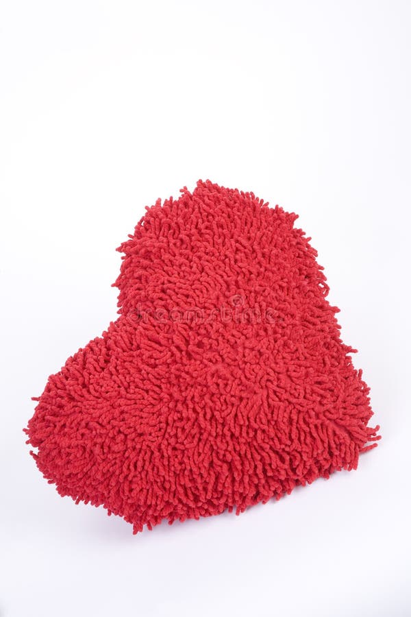 Red Heart-Shaped Pillow stock photo. Image of white, textured - 8253504