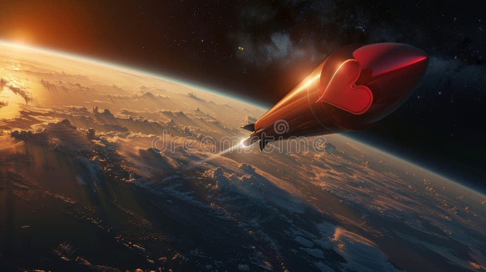 Red Object Flying Over Earth in Space Stock Image - Image of orbit ...