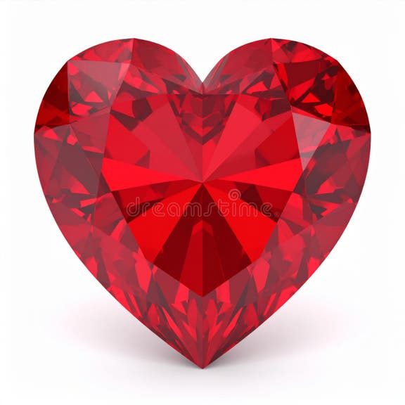 Red Heart Shaped Ruby Gemstone on White Background Stock Illustration ...