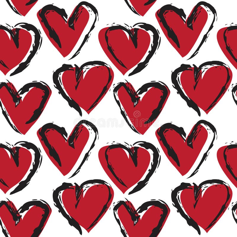 Red Heart Shaped Seamless Pattern Background Stock Vector ...