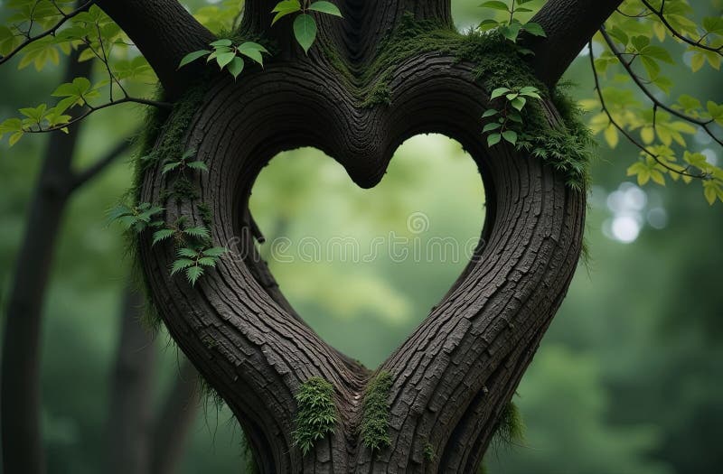 Red Heart Shaped Tree with Red Hearts Stock Image - Image of natural ...
