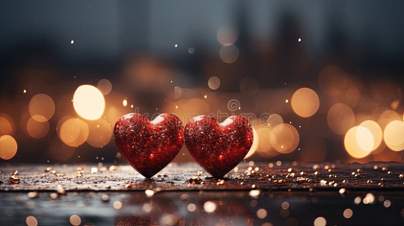 The Red Heart Shapes on Abstract Light Glitter Background Stock ...