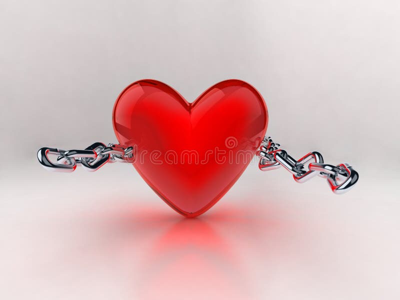 Red Heart with Silver Chain Stock Illustration - Illustration of ...