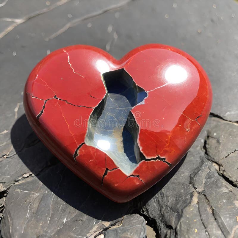 A Red Heart Sitting on a Bed of Rocks Stock Illustration - Illustration ...
