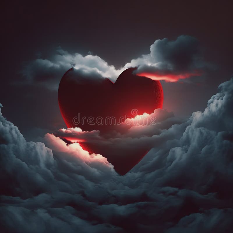 Red Heart in the Sky. AI Render. Stock Illustration - Illustration of ...