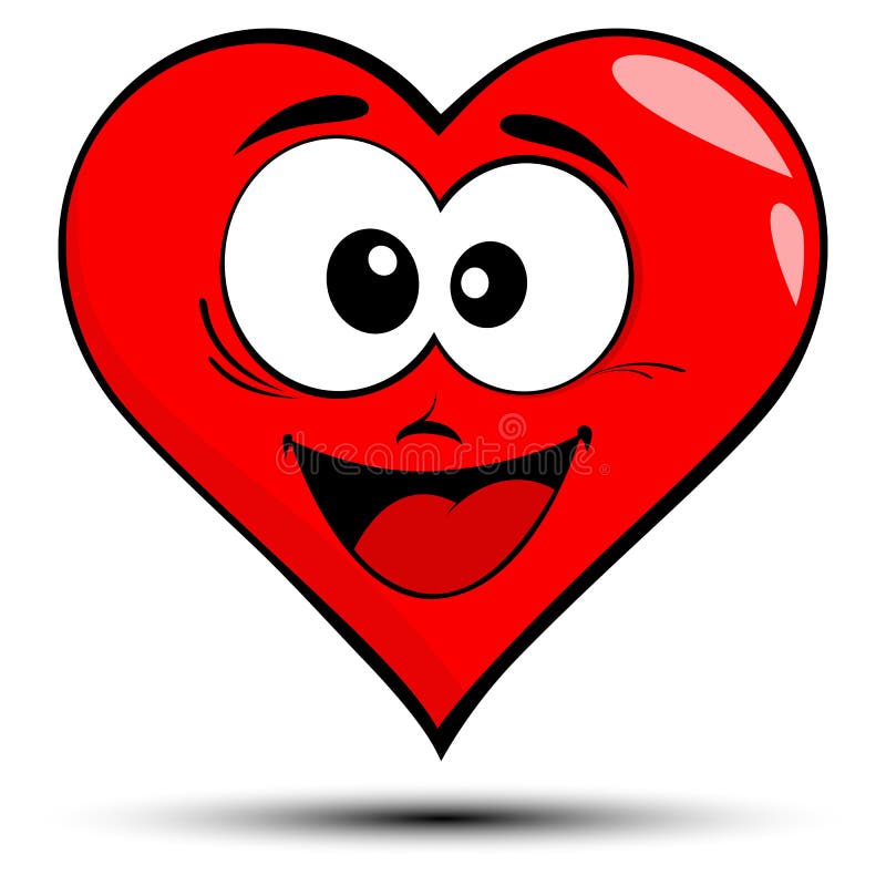 Red Heart with Smile Illustration Stock Illustration - Illustration of ...