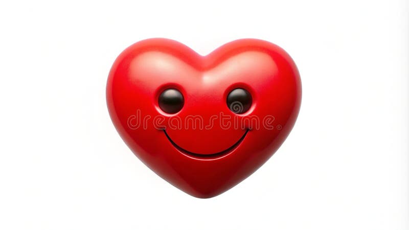 A Red Heart with a Smiling Face on a White Background Stock ...