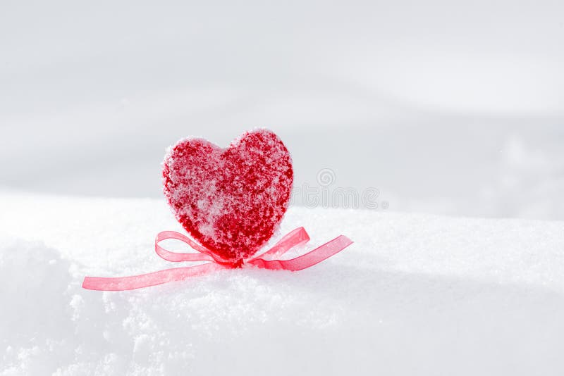 Red heart in the snow stock image. Image of copy, romance - 210512515