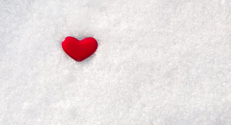 Red Heart in the Snow, Copy Space, Banner Stock Image - Image of ...