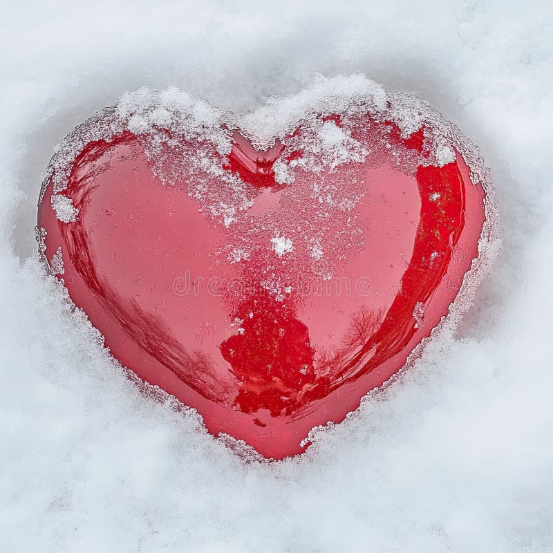 Red Heart in Snow. Winter Love Concept Stock Photo - Image of christmas ...