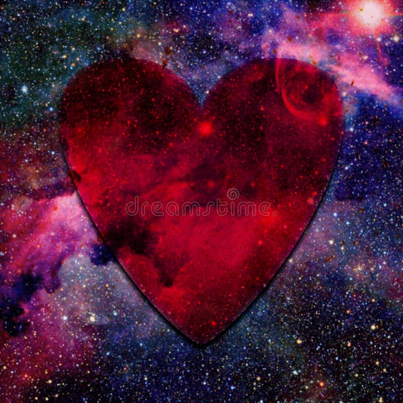 Red Heart in the Space. Abstract Background Stock Illustration ...