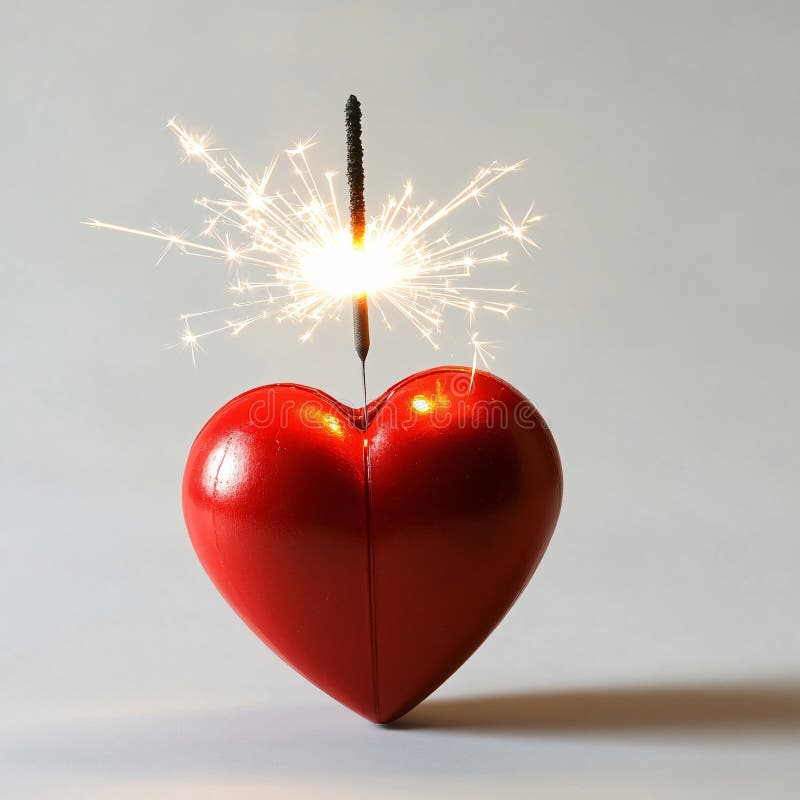 Red Heart with Sparkling Firecracker Valentines Day High Quality Image ...