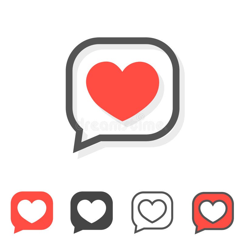 Red Heart in a Speech Bubble. Valentine Heart Symbol Vector Stock ...