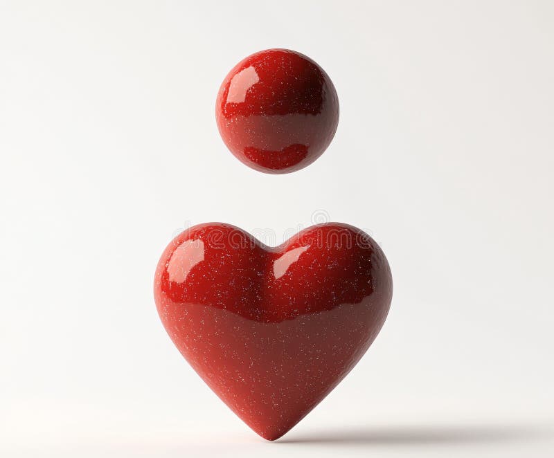 Red Heart and Sphere Abstract 3D Render High Quality Image Stock ...