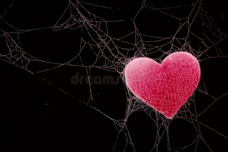 Red Heart in Spider Web stock illustration. Illustration of spider ...