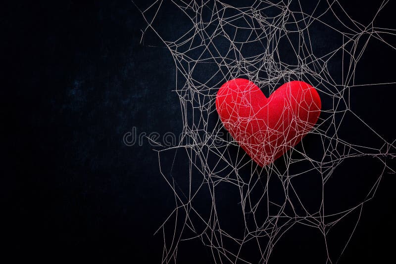 Red Heart in Spider Web stock illustration. Illustration of symbol ...
