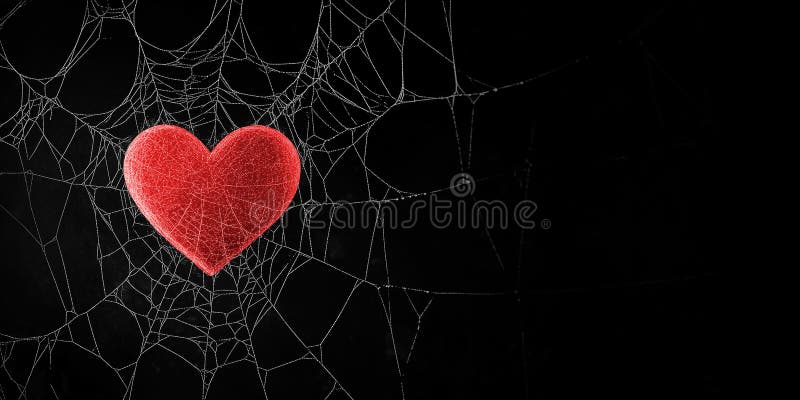Red Heart in Spider Web stock illustration. Illustration of string ...