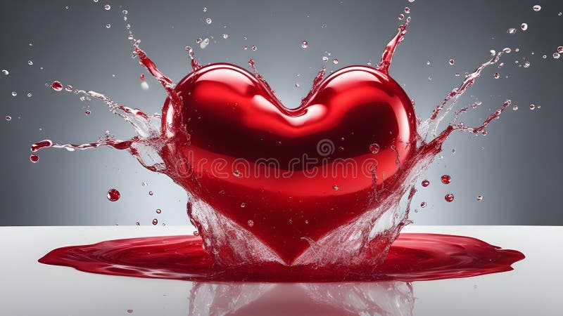 Red Heart in Splash a Red Heart Bursting Out of a Water Splash. the ...