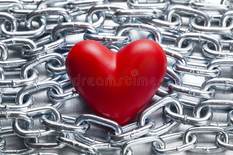 Red Heart on Steel Chains Background Stock Photo - Image of holiday ...