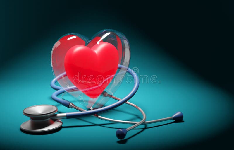 Red Heart and a Stethoscope, Check Up Concept Stock Illustration ...