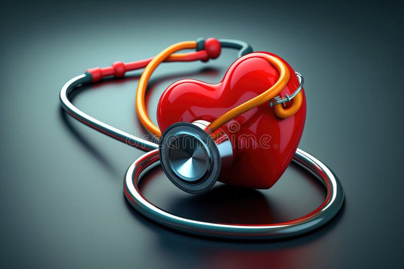Red Heart and Stethoscope the Healthcare Concept of Heart Check Stock ...