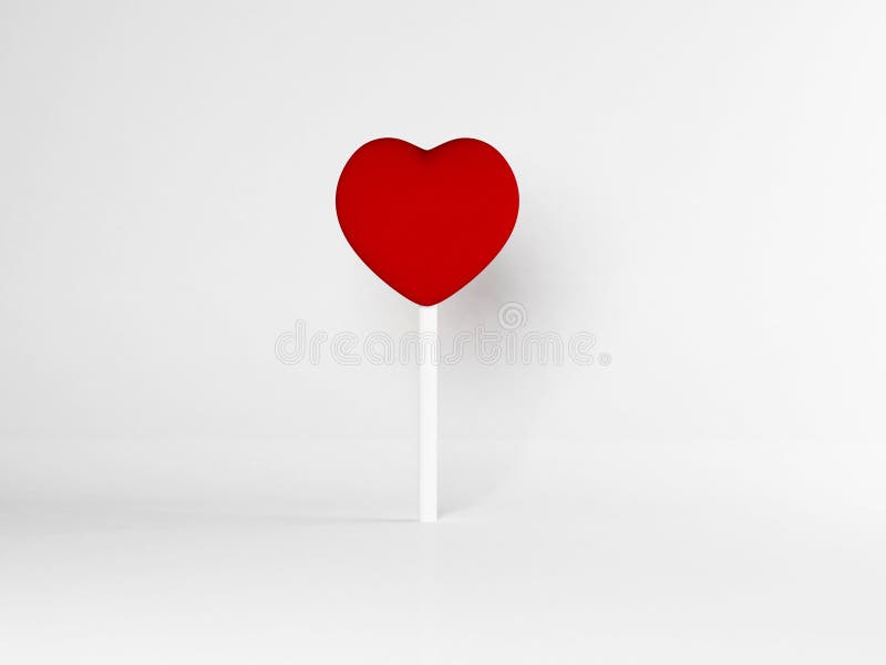 Red heart on a stick, 3d stock illustration. Illustration of ...