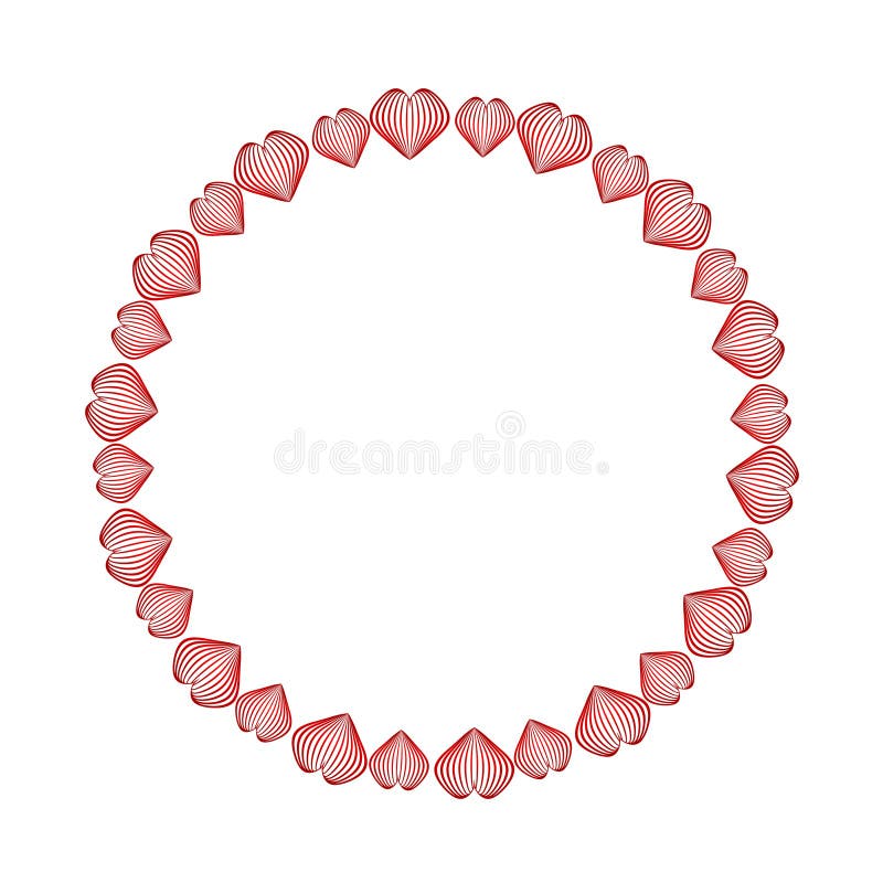 Red Heart Stipped Craft Symbol Love Round Frame Stock Vector ...