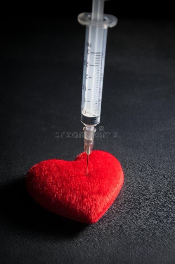 Red Heart with syringe stock image. Image of care, immunization - 71424427