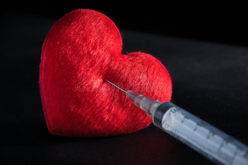 Red Heart with syringe stock image. Image of immunity - 71425131