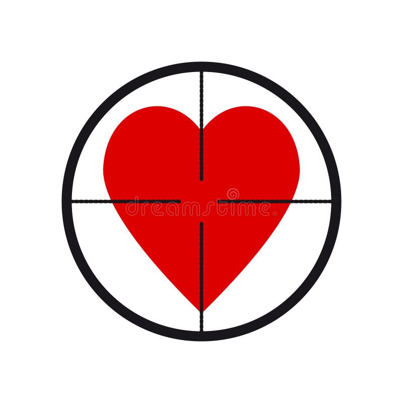 Red Heart in Target on White Icon for Design, Stock Vector Illustration ...