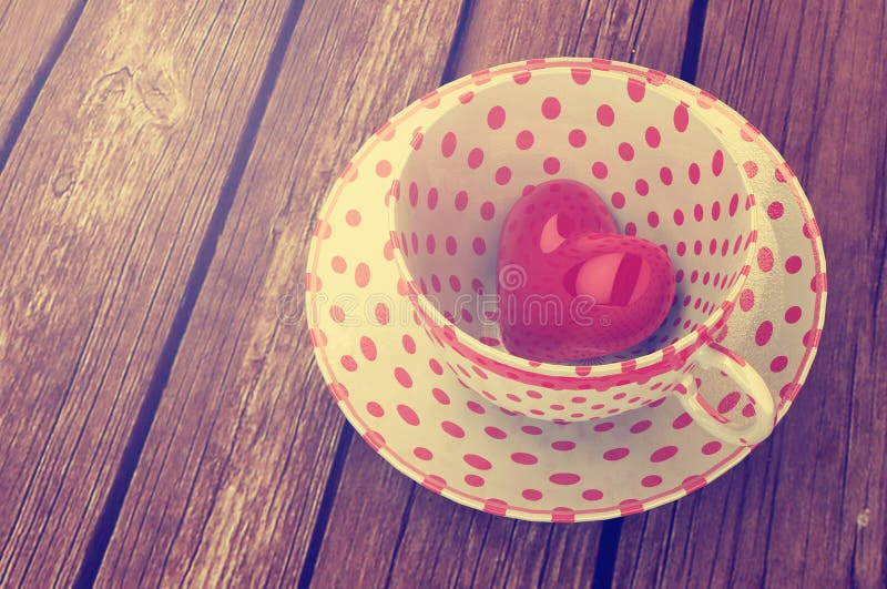 Red heart in tea cup stock photo. Image of design, aroma - 50846104