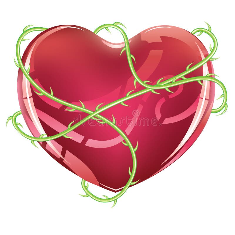 Red Heart with Thorns stock vector. Illustration of trust - 49815321