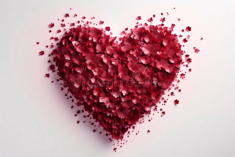 Red Heart with Tiny Red Particles White Isolated Background. Heart As a ...