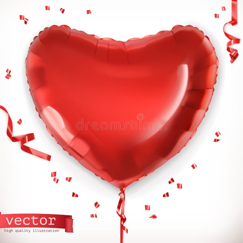Heart foil balloon stock vector. Illustration of birthday - 132321273