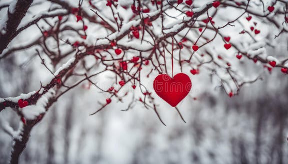 Red heart on the tree stock illustration. Illustration of thanksgiving ...