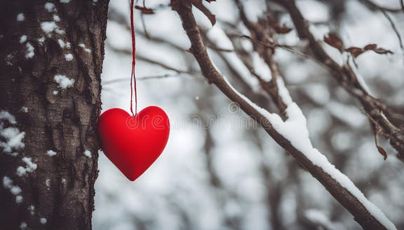 Red heart on the tree stock illustration. Illustration of sign - 317584712