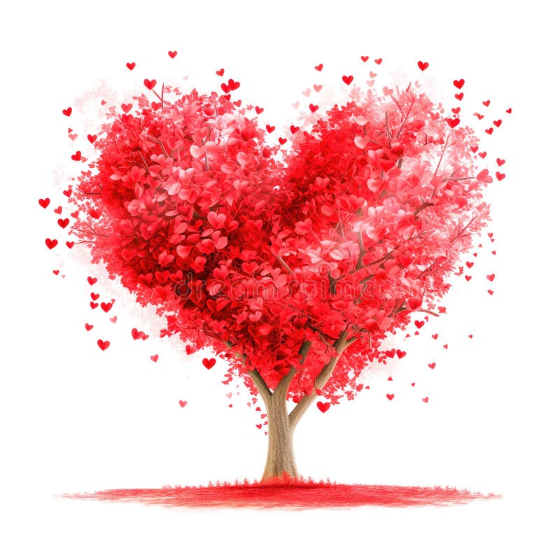 Red Heart Tree on White Background Stock Illustration - Illustration of ...