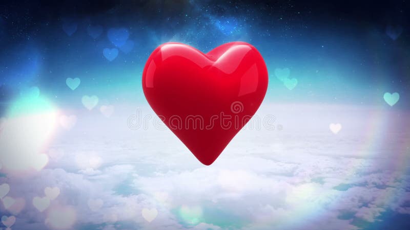 Red Heart Turning and Exploding Over Blue Sky Stock Footage - Video of ...