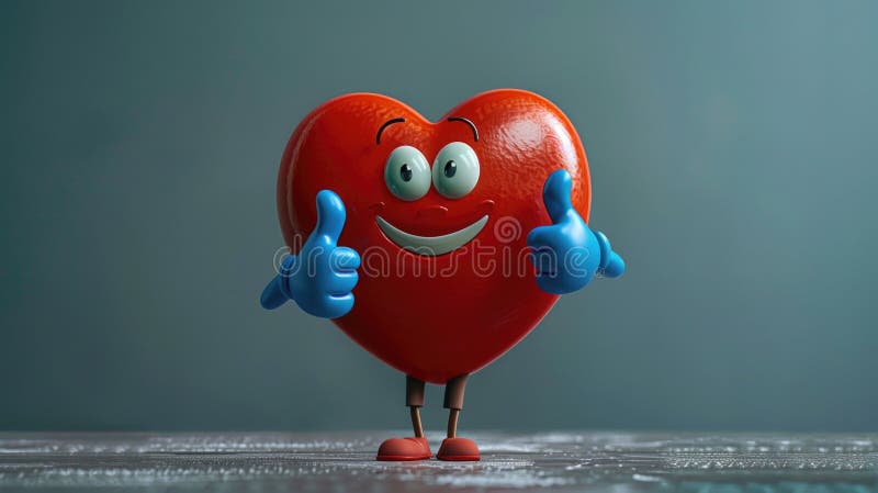 A Red Heart with Two Thumbs Up on a Table, Perfect for Expressing ...